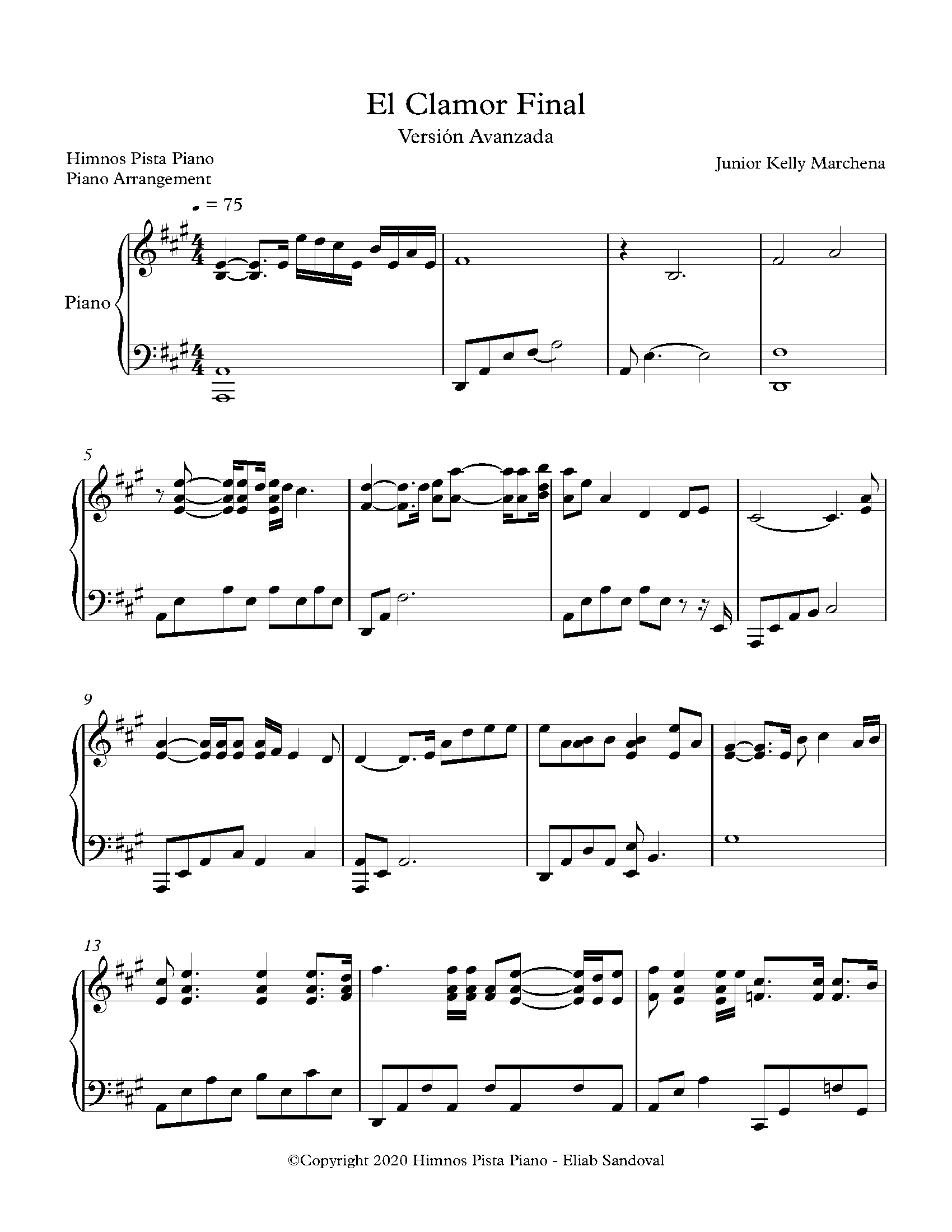 Junior Kelly Marchena - El Clamor Final | Partitura | Himnos Pista Piano