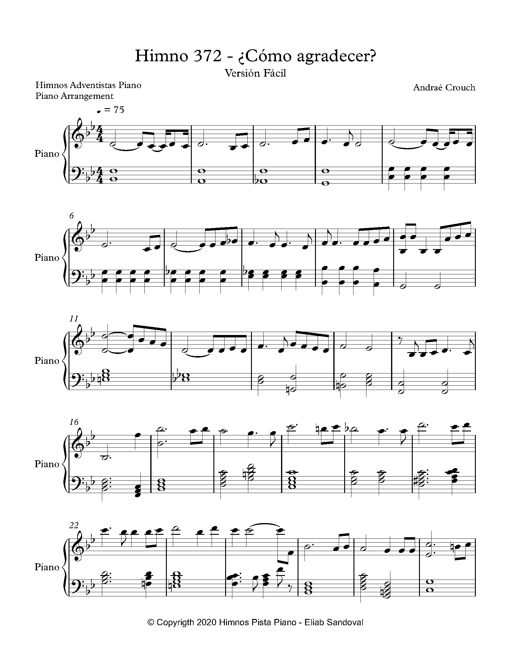 Himnario Adventista Cómo Agradecer Himno 372 Partitura Himnos