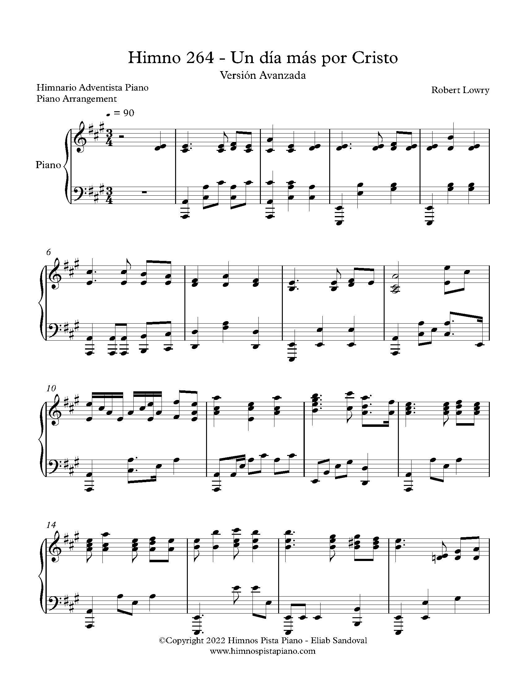 Himnario Adventista – Un día más por Cristo (Himno 264) | Partitura